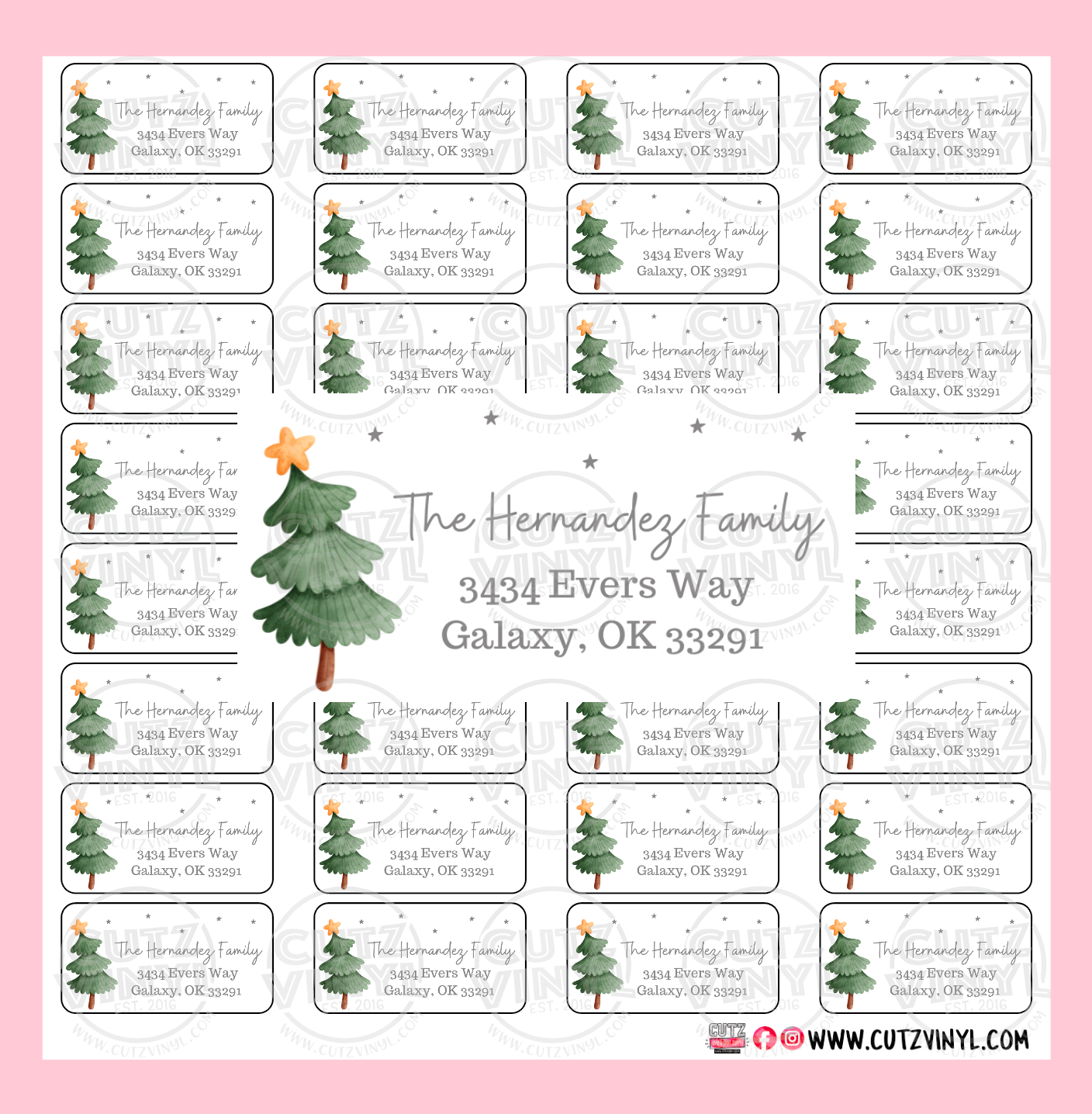 Christmas Tree Custom Address Labels – Cutz Vinyl and Craft Supplies
